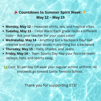 Countdown to Summer Spirit Week! | Santa Teresita School